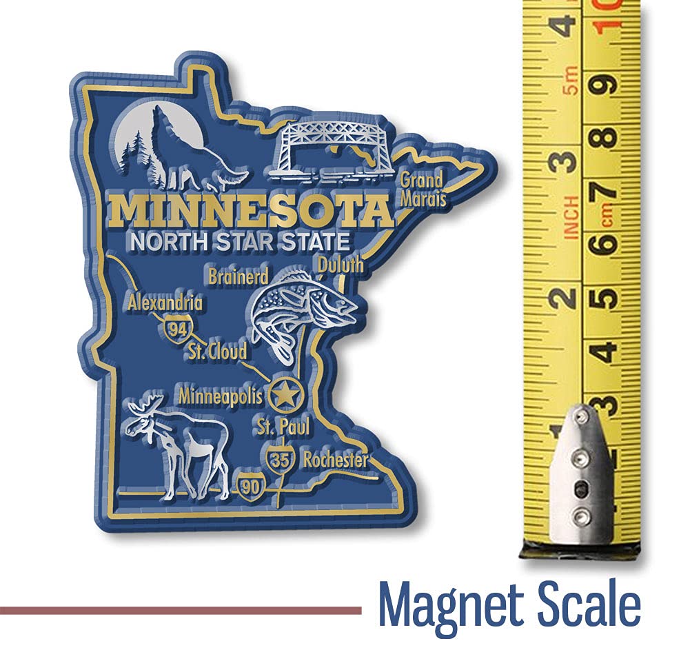 Minnesota Giant State Magnet by Classic Magnets, 3.2" x 3.6", Collectible Souvenirs Made in The USA