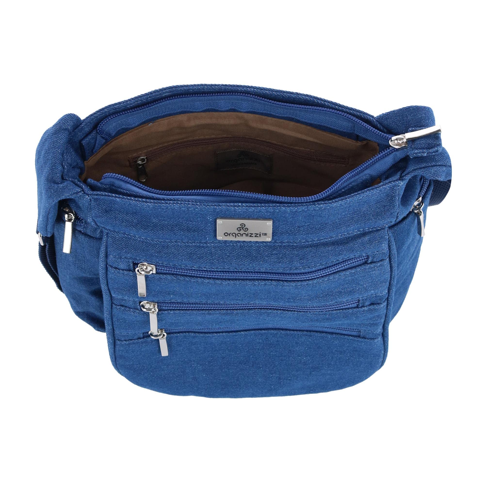 Organizzi Women's RFID Denim Crossbody Handbag, Denim Blue