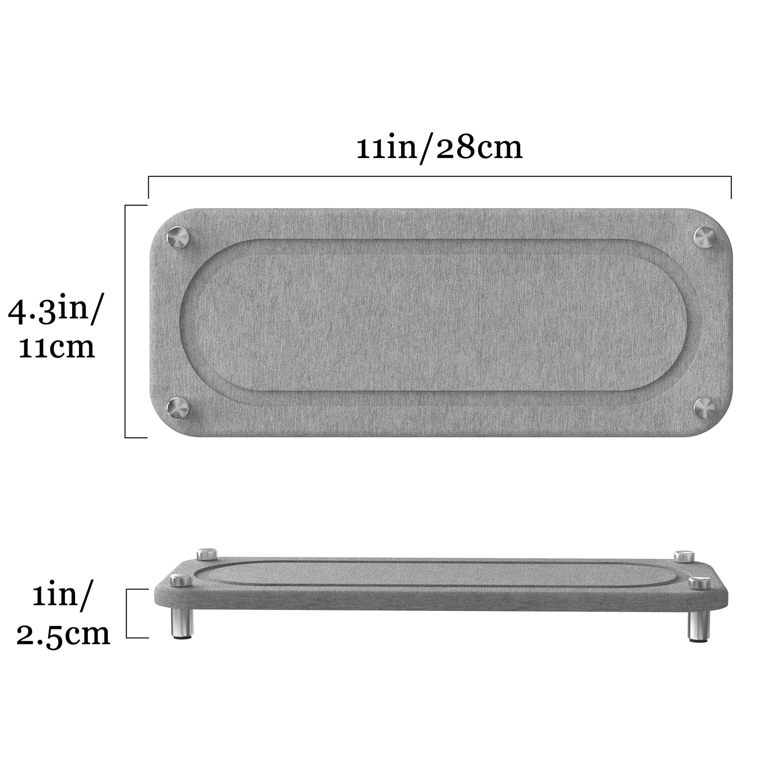 Luxspire Instant Dry Sink Organizer, Gray Diatomaceous Earth Drying Rack, 11" x 7" Rectangular Tray