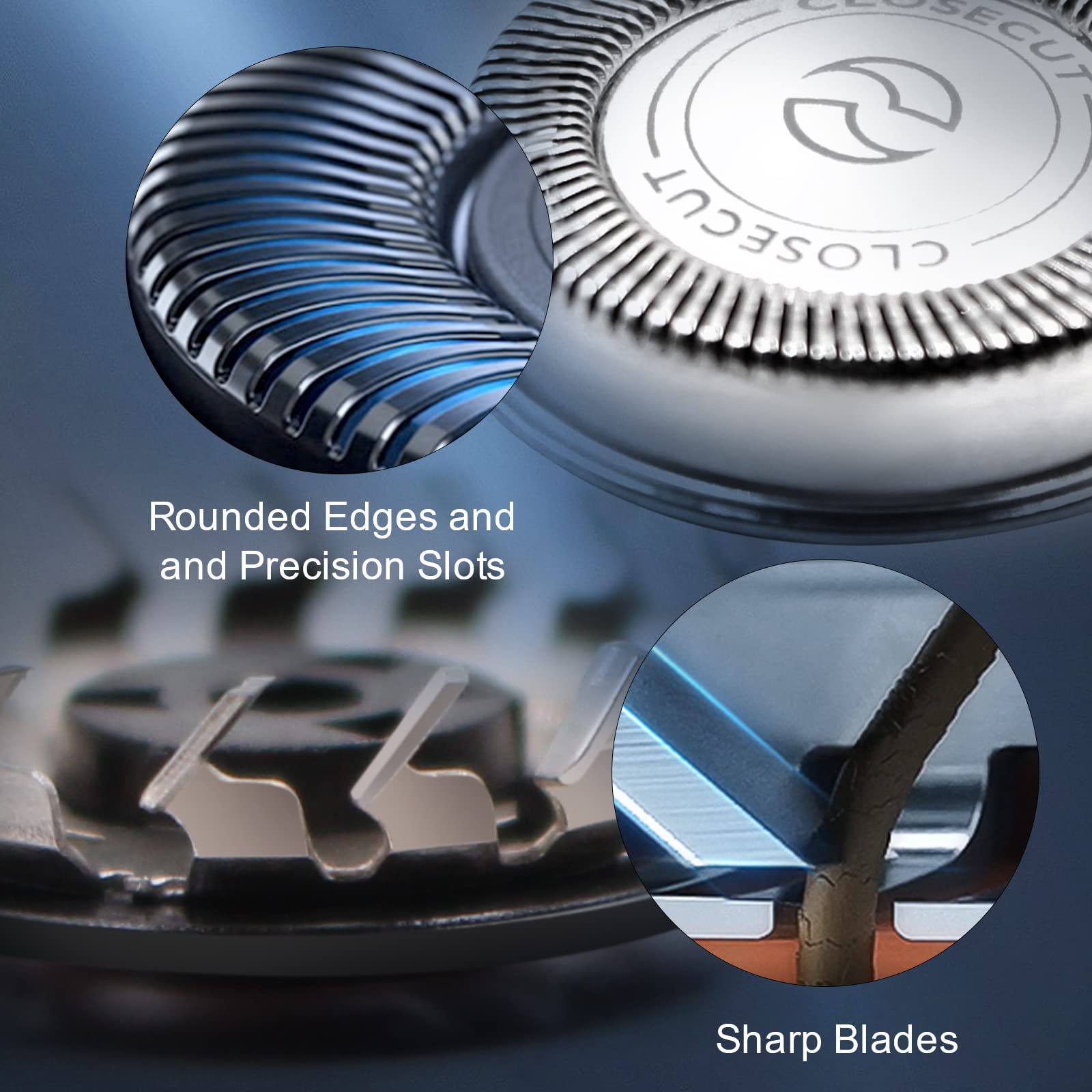SH30 Replacement Heads for Philips Norelco Shaver Series 3000, 2000, 1000 and S738, with Durable Sharp Blades (Pack of 3)