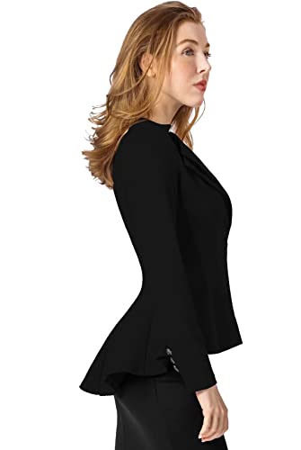 Hybrid & Company Womens Double Notch Lapel Office Blazer JK43864 1073T Black Large