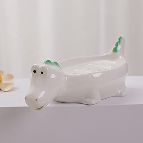 LUZLED Multifunctional Soap Dish Self Draining Soap Holder Saver Cute Pet Shape Soap Rack for Shower Bathroom Tub Kitchen Sink Ceramic Tray Holder for Bathroom Camping Gym(Chick)