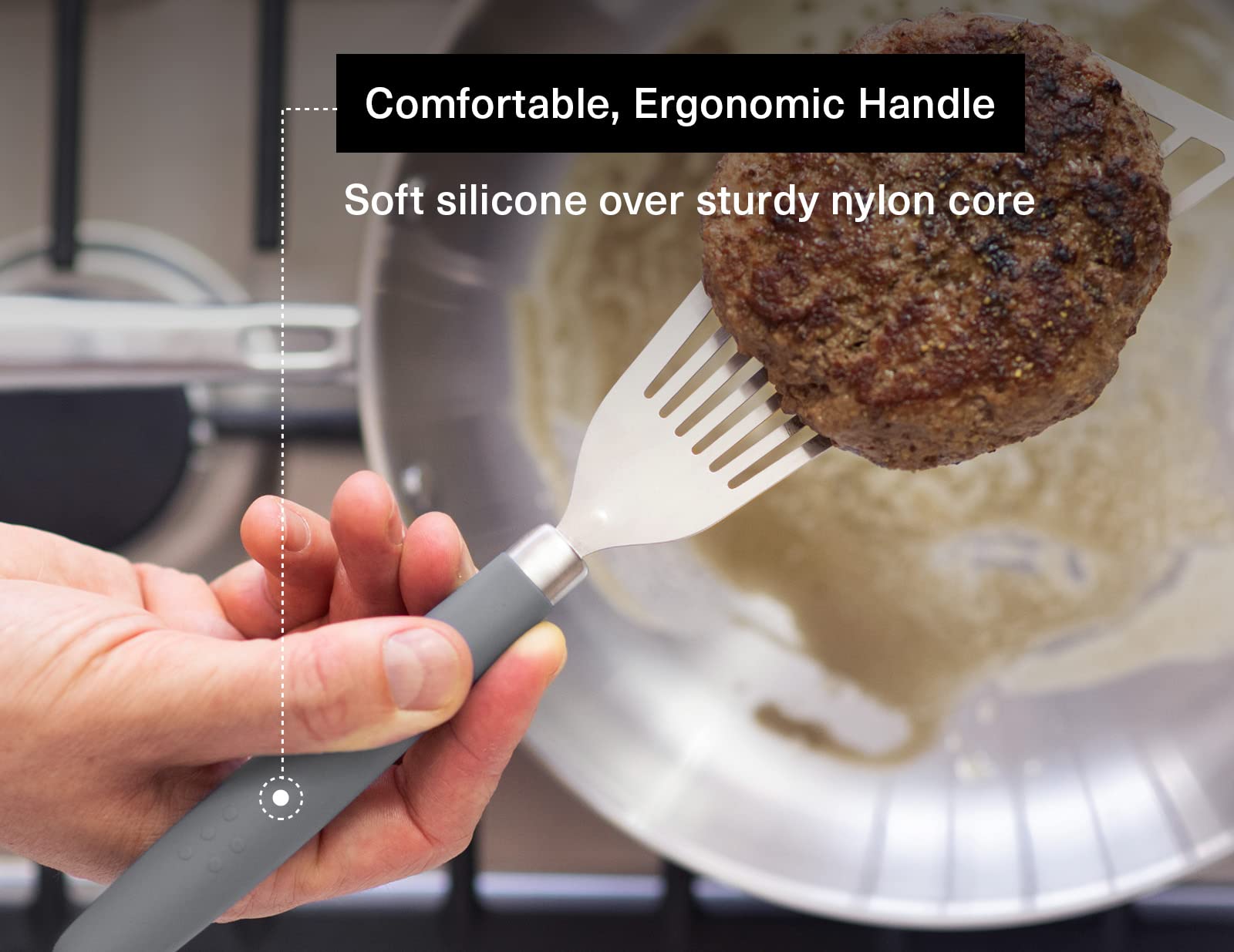 Misen Stainless Cookware Bundle - 10" 5-ply Pan, Fish Spatula, Stainless Steel Tongs - Heat Retention - Stay-Cool Handle - Kitchen Tongs with Silicone Tips - Ergonomic Design - Versatile Set - Gray