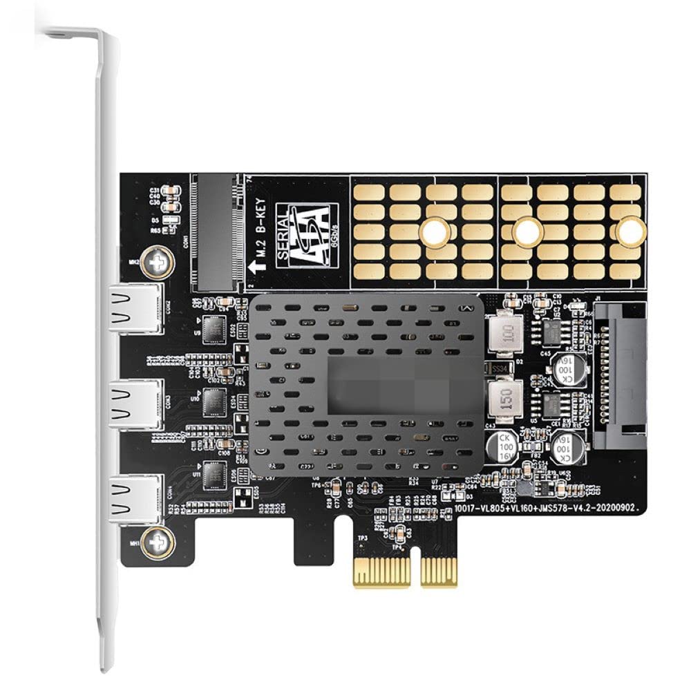 PCIE X1 to 3 Port Type C with Built in M.2 Solid State Disk Adapter Card Supports 2280 SSD USBC M2 SATA