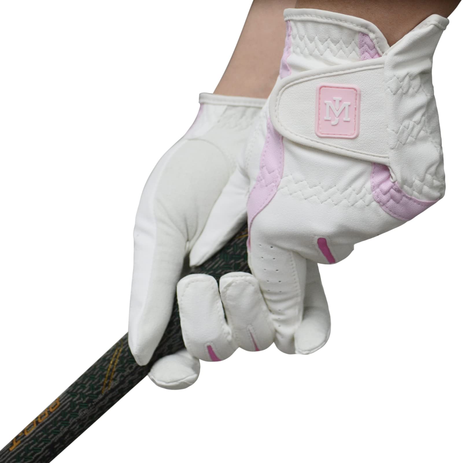 MJ Women's Golf Synthetic Leather Glove for Hands, Pack of 2, Blue and Pink (#20, Pink)