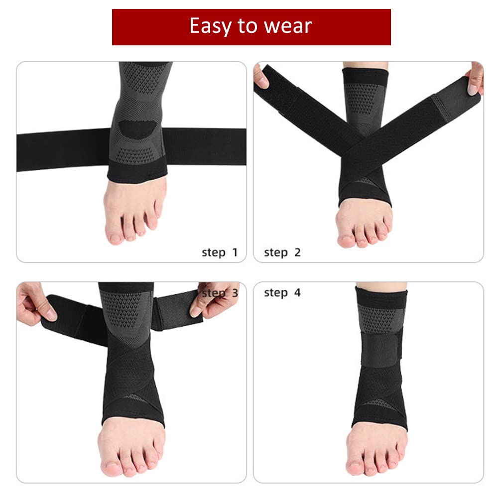 MengK 1pc Ankle Support Brace Breathable Adjustable Ankle Sleeve Wrap for Sprains Injury Recovery