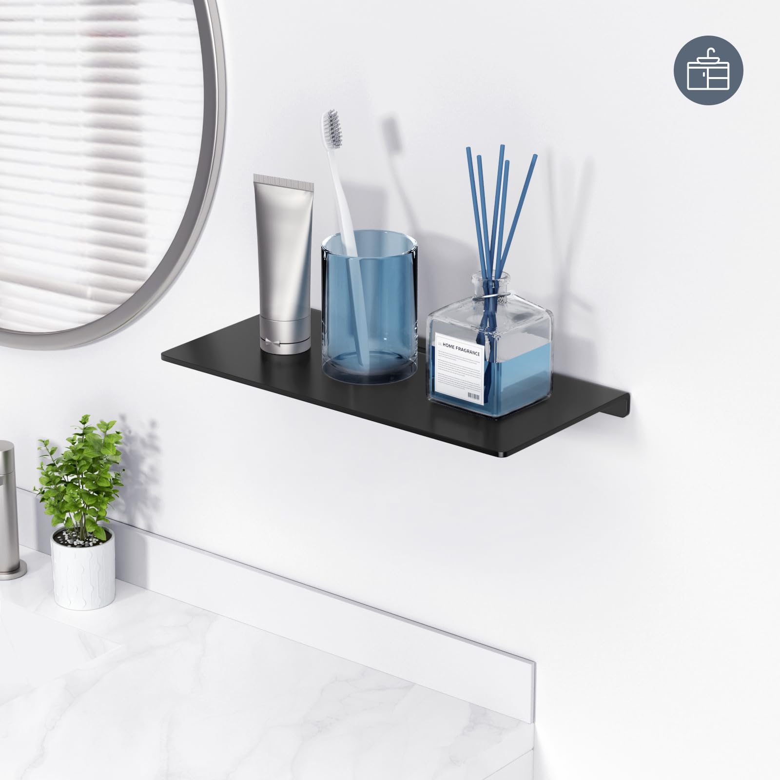 songsoso Floating Shelf Metal Wall Shelf: No Rust - 1 Pack Wall Mounted Shelf - 11.8" Display Shelf for Living Room Bedroom and Bathroom.