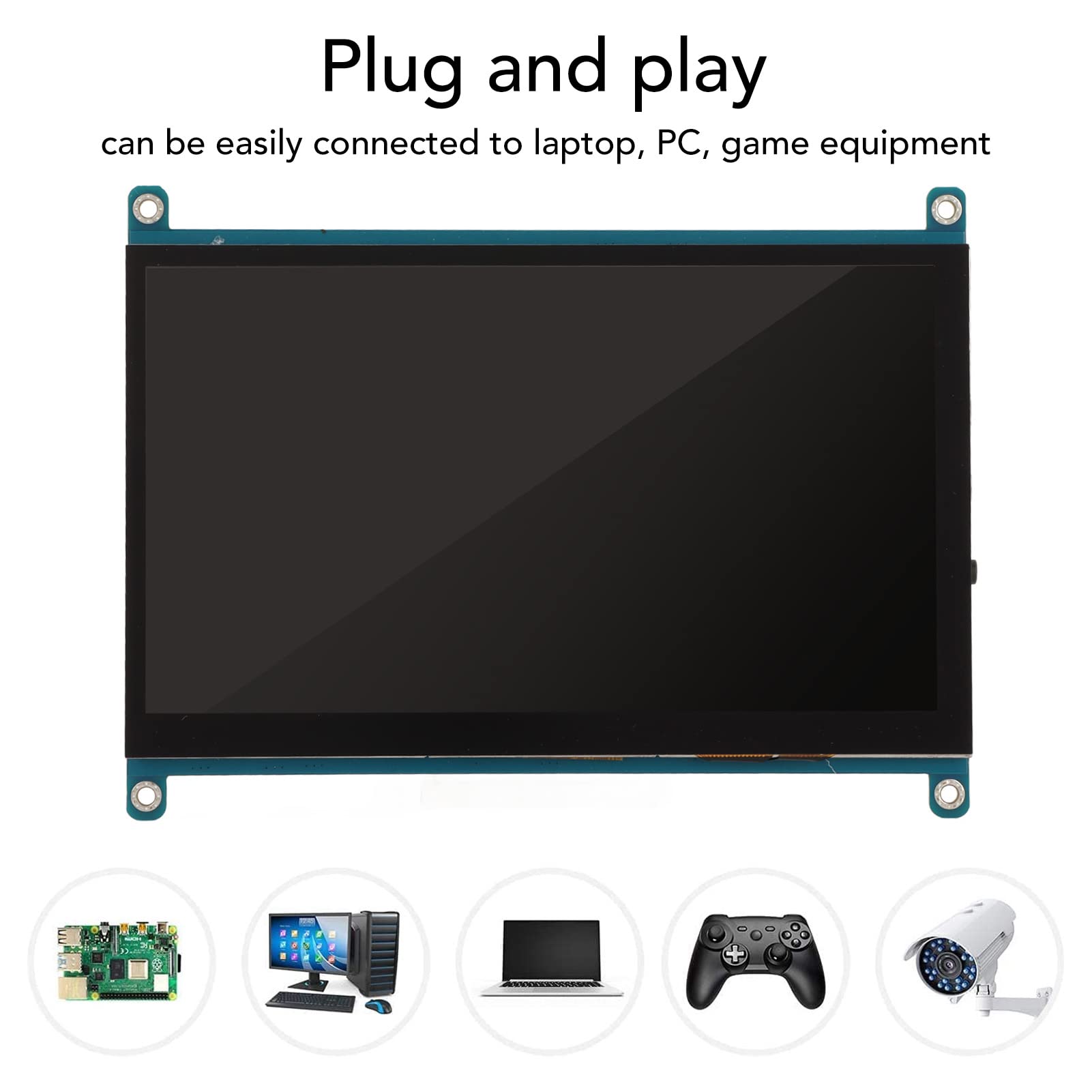 Septpenta for Raspi 7 Inch Screen, 1024X600 Resolution,178 Degree Viewing Angle, Copy Extension and Second Screen Mode 3 Application Mode, HD Multimedia Interface for Raspi 4/3/2/1/BB