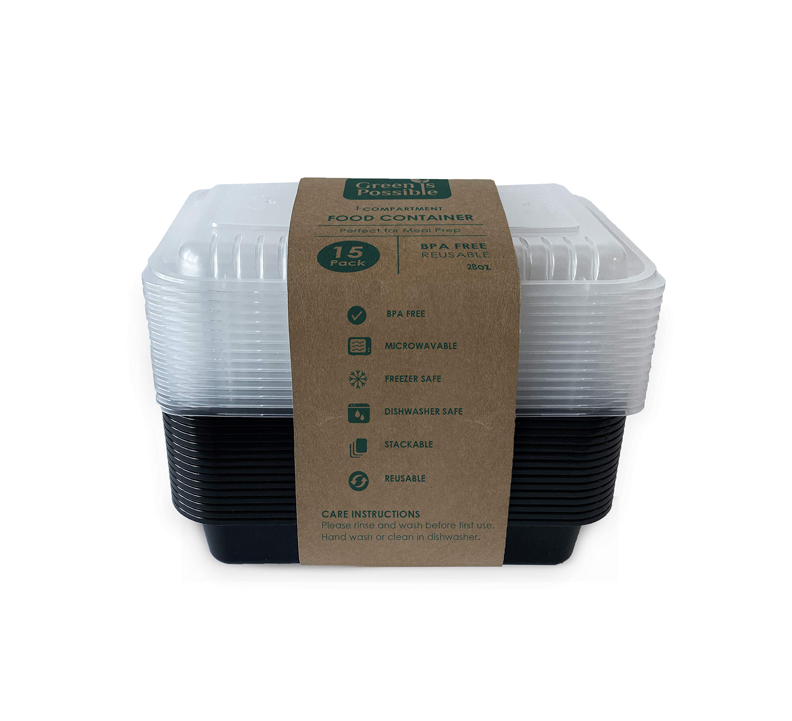 Meal Prep Containers pack | 2 compartment | 32oz | 15 sets per pack.