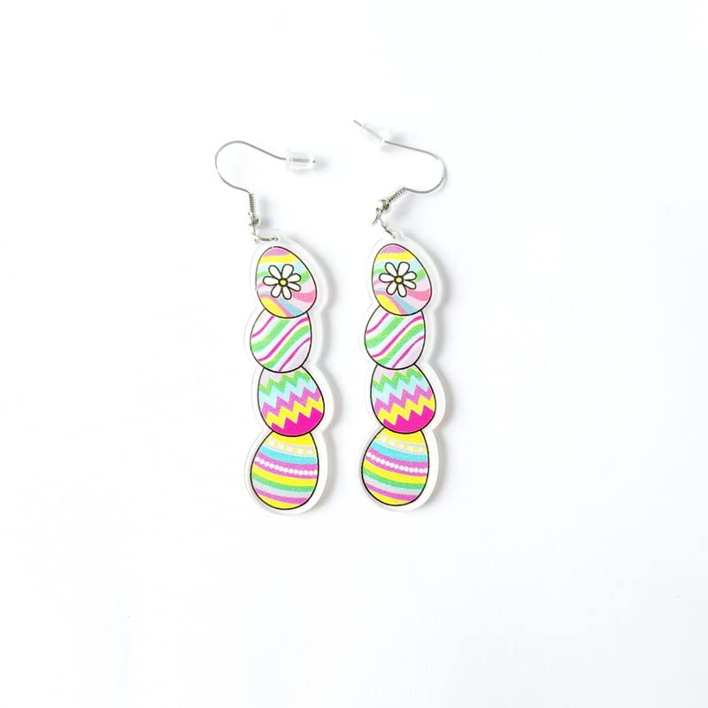 Pingyongchang Cute Easter Acrylic Earrings Set Easter Dinosaur Egg Bunny Drop Earrings Happy Easter Rabbit Dangle Earrings for Women Holiday Party Jewelry Gifts-Rabbit