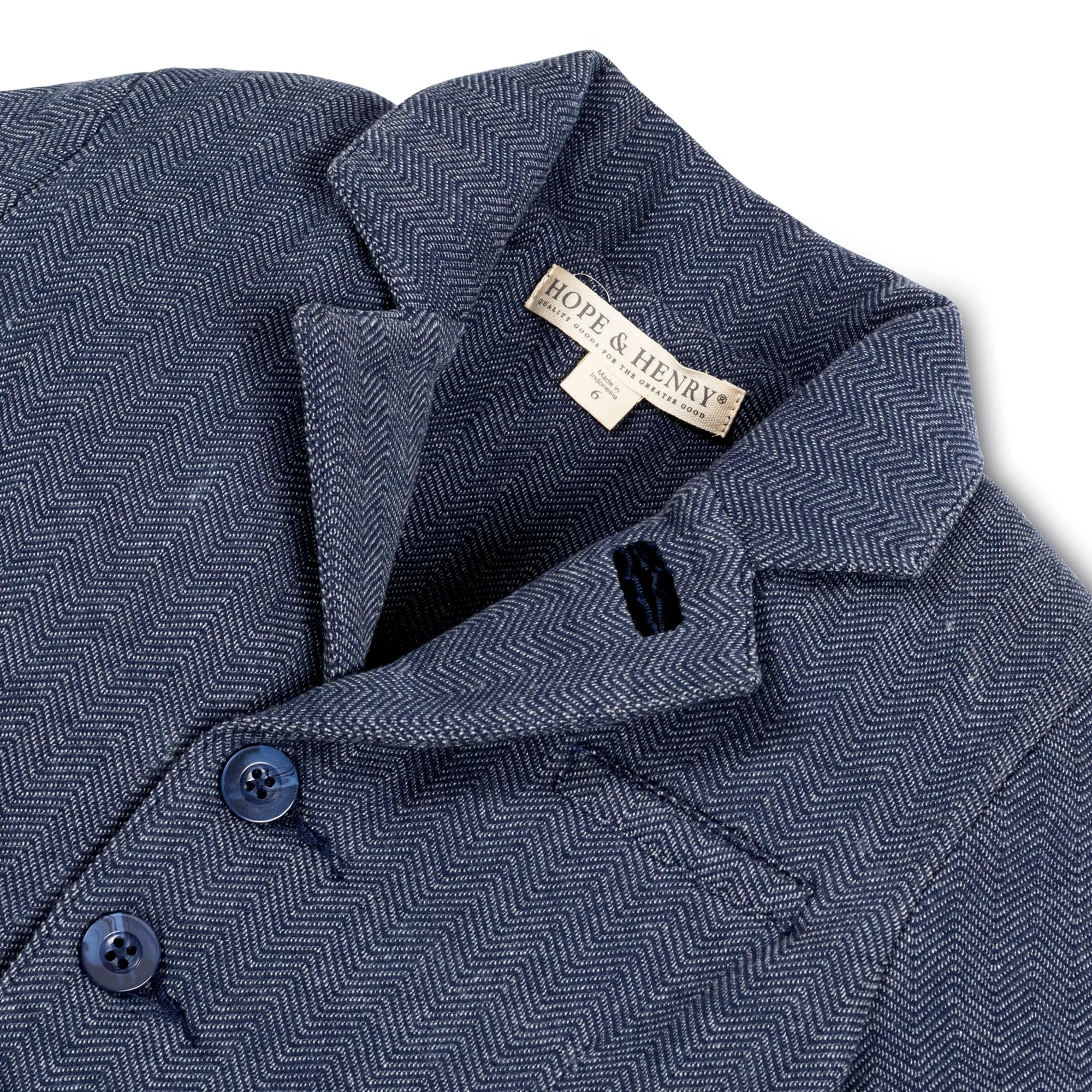 Hope & Henry Girls' Dressy Knit Jacquard Riding Blazer