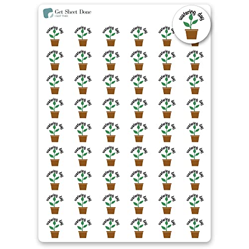 Plant Planner Stickers / 54 Fun Vinyl Stickers (1/2”) / Water Plants Reminder Care Fertilize / Essential Productivity Life Planner Stickers/Bulleting Journal/ToDo (Matte Vinyl, 1 Sheet)