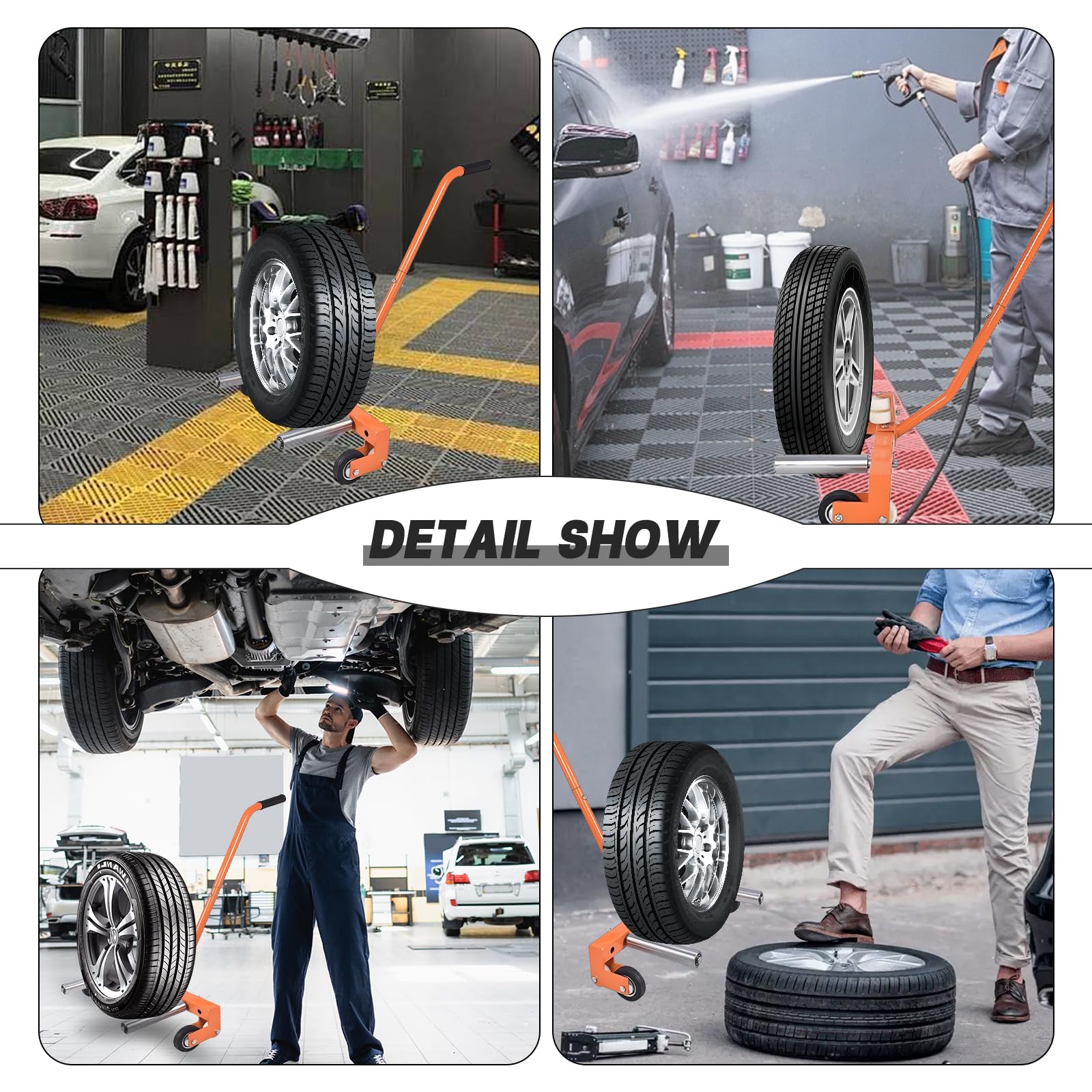 ZHAIUPON Tire Wheel Dolly Heavy Duty Adjustable Tire Moving Tool Cart Dollies for Wide Tires, Car Workshop Garage