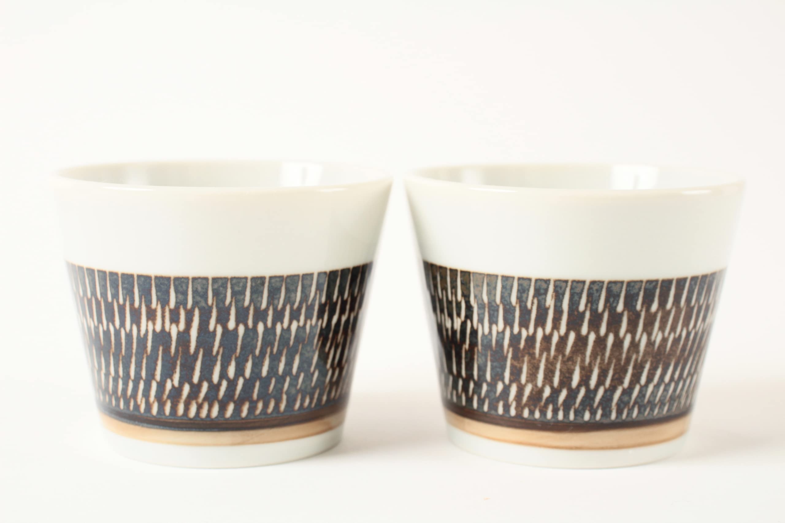 Mino ware Japanese Pottery Pair Sobachoko Tea Cup made in Japan (Japan Import) Rusty Brown Tobikanna STY002