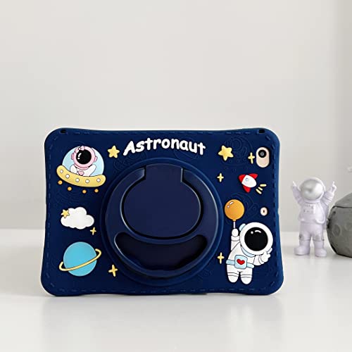 Silicone Astronaut Pattern Tablet Case with Built-in Foldable Rotatable Stand Kickstand Shockproof Cover Case for Samsung Galaxy Tab A8 10.5 2021 X200/X205