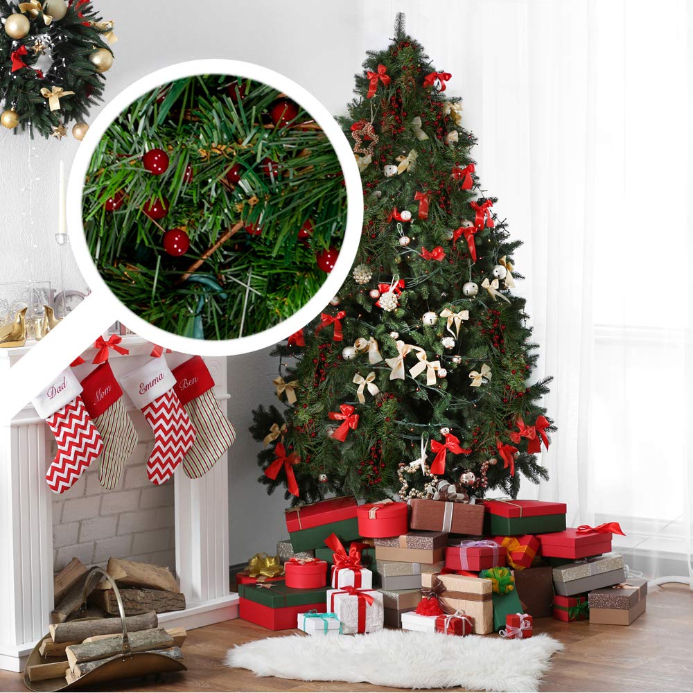 Larksilk 324 Artificial Burgundy Berry Stem Picks Decorative Wire Branch Sprays for Christmas Tree, Holiday Décor, Silk Flower Arrangements, Home DIY Crafts 35 Berries per Stem Design