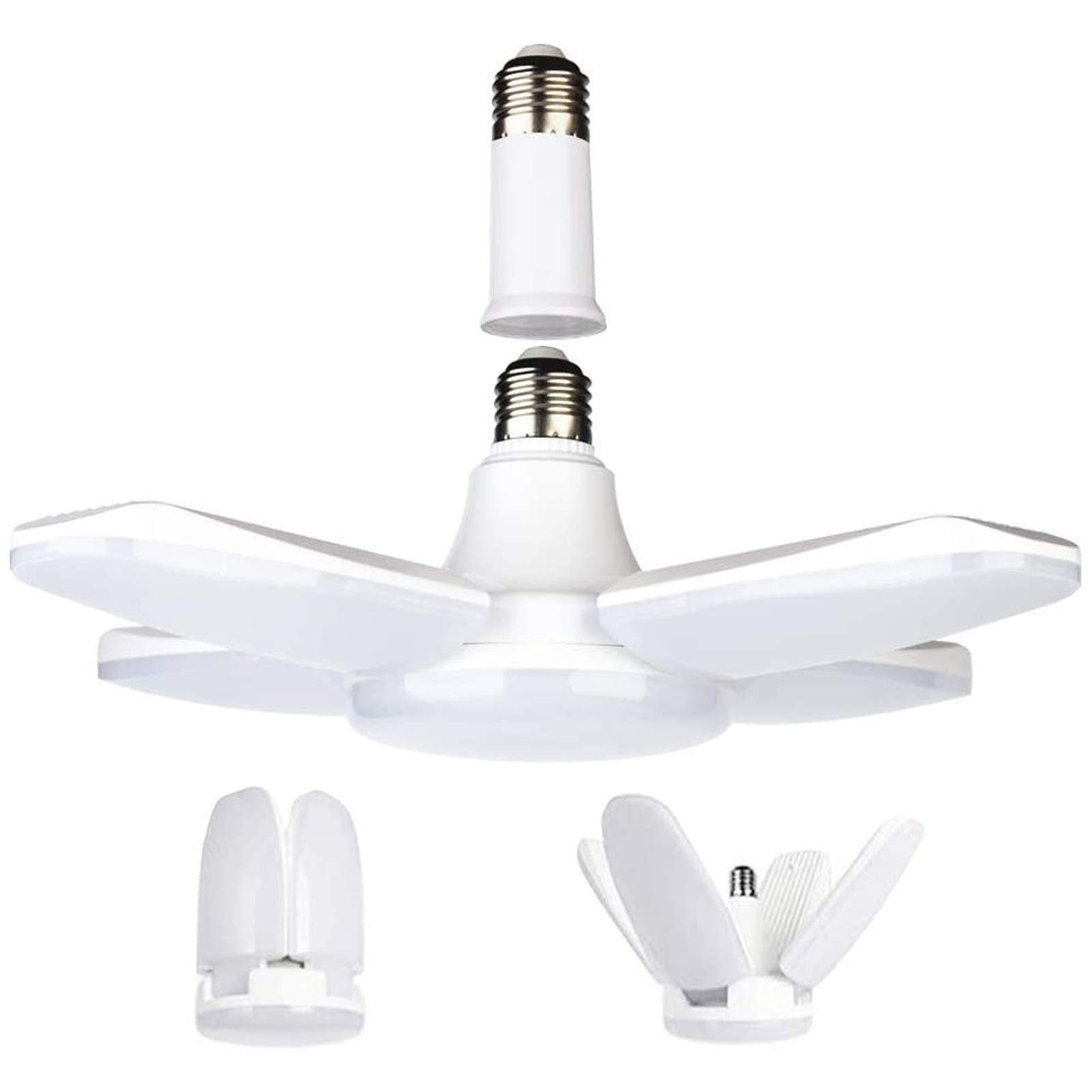 LED Garage Light 60W 6000LM Deformable LED Garage Ceiling Lights E26 6500K Daylight Lamps with 4 Adjustable Panels,Deformable LED Shop Lights for Garage,Warehouse,Workshop,Basement,Barn Lighting