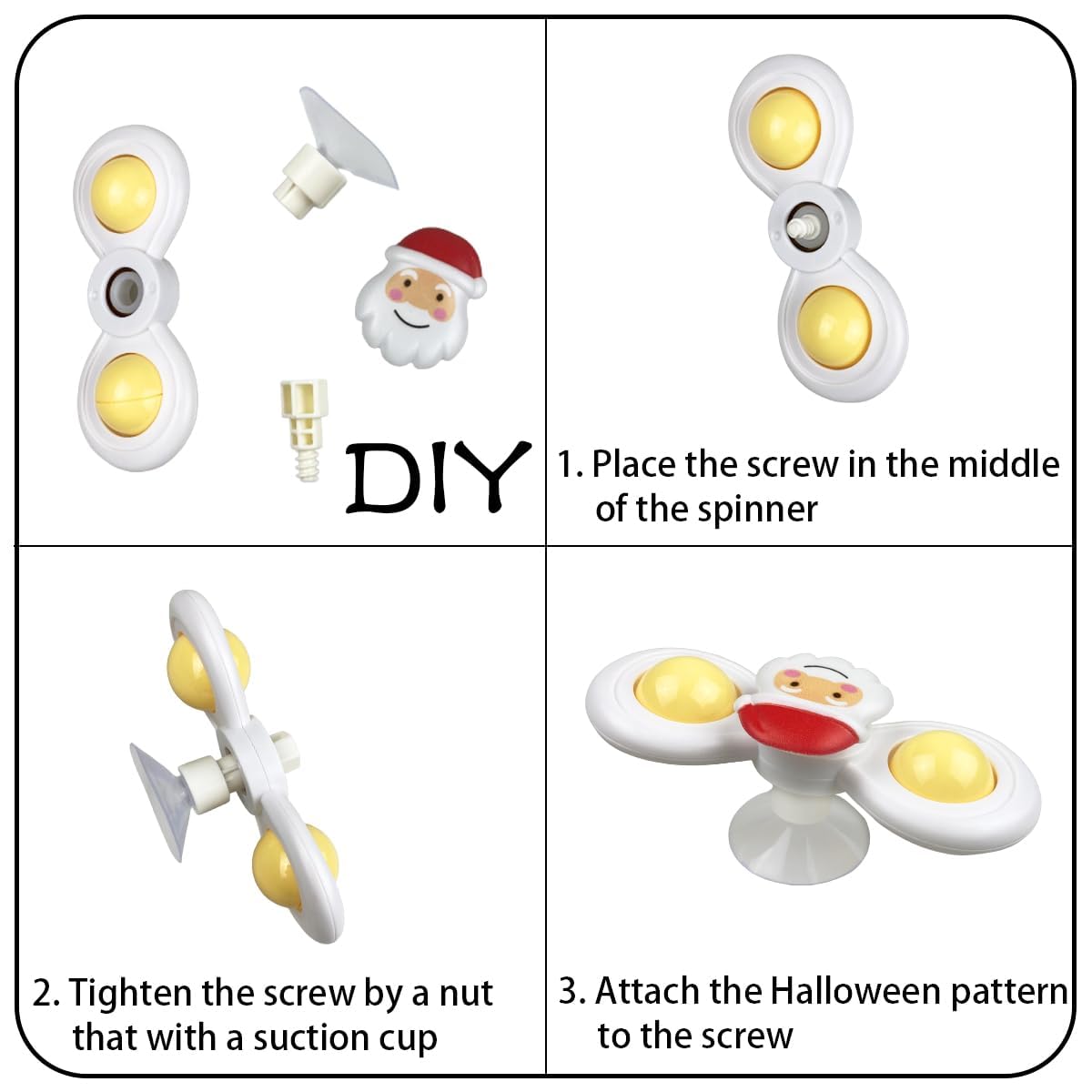 Jofan 3 Pack Christmas Suction Cup Spinner Toys for Baby Toddlers Kids Christmas Stocking Stuffers Gifts