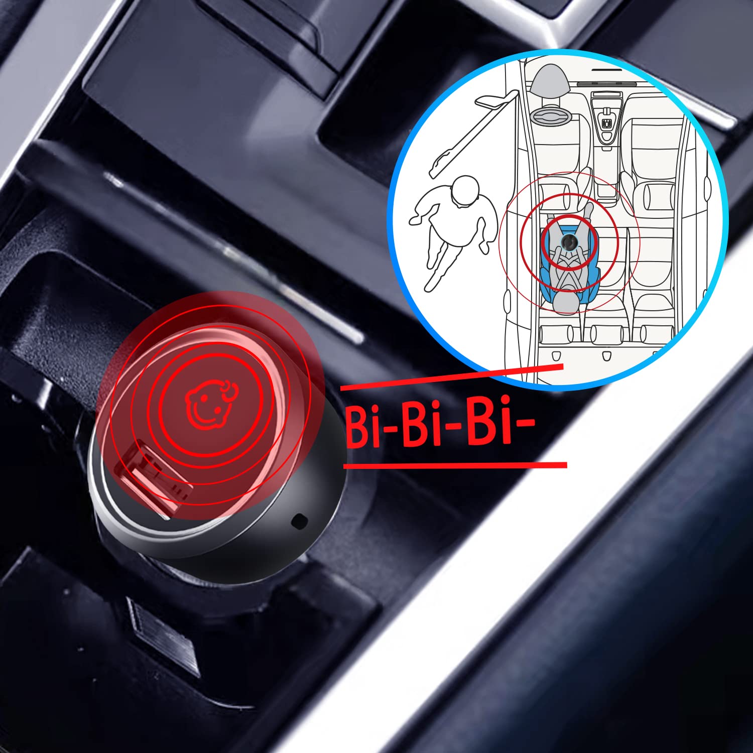 STEELMATE 1U Automotive Baby Car Seat Alarm System Reminder w/Extra Sensor Pad for Parents of 2 Babies