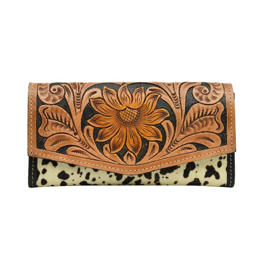 RAHMAN BAG Hair On Leather Tooling Hand Clutch for Women | Multicolor Hand Bag