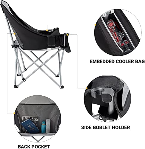 KingCamp Oversized Folding Sofa Camping Chair, Black/MediumGrey