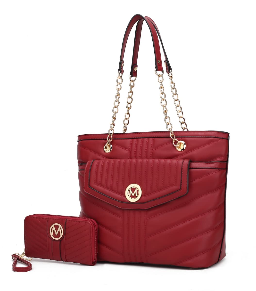 MKF Collection by Mia K. MKF-N-X547WN Chiari Tote Bag with Wallet 2 Pieces. Multicoloured