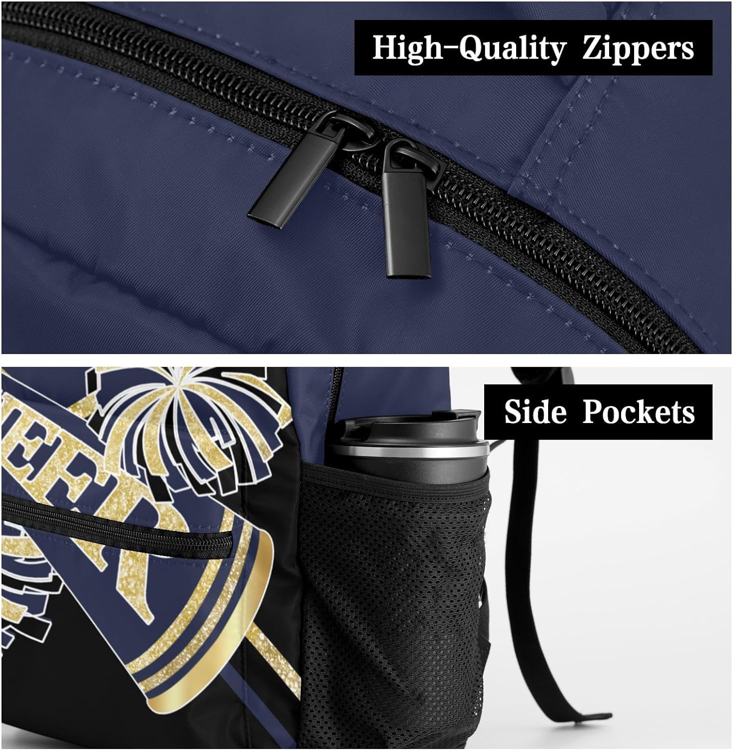 KLiHDSM Cheer Cheerleader Navy Waterproof Backpack Sport Shoulder Bag for Boys Girls