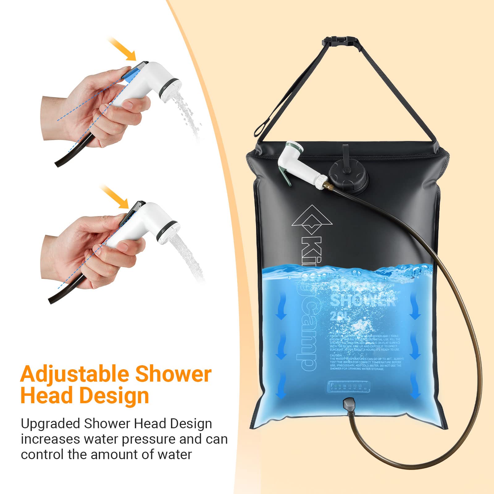KingCamp Oversize 2 Room Privacy Shower Tent with 5 Gallon Water Bag for Outdoor Camping and Traveling