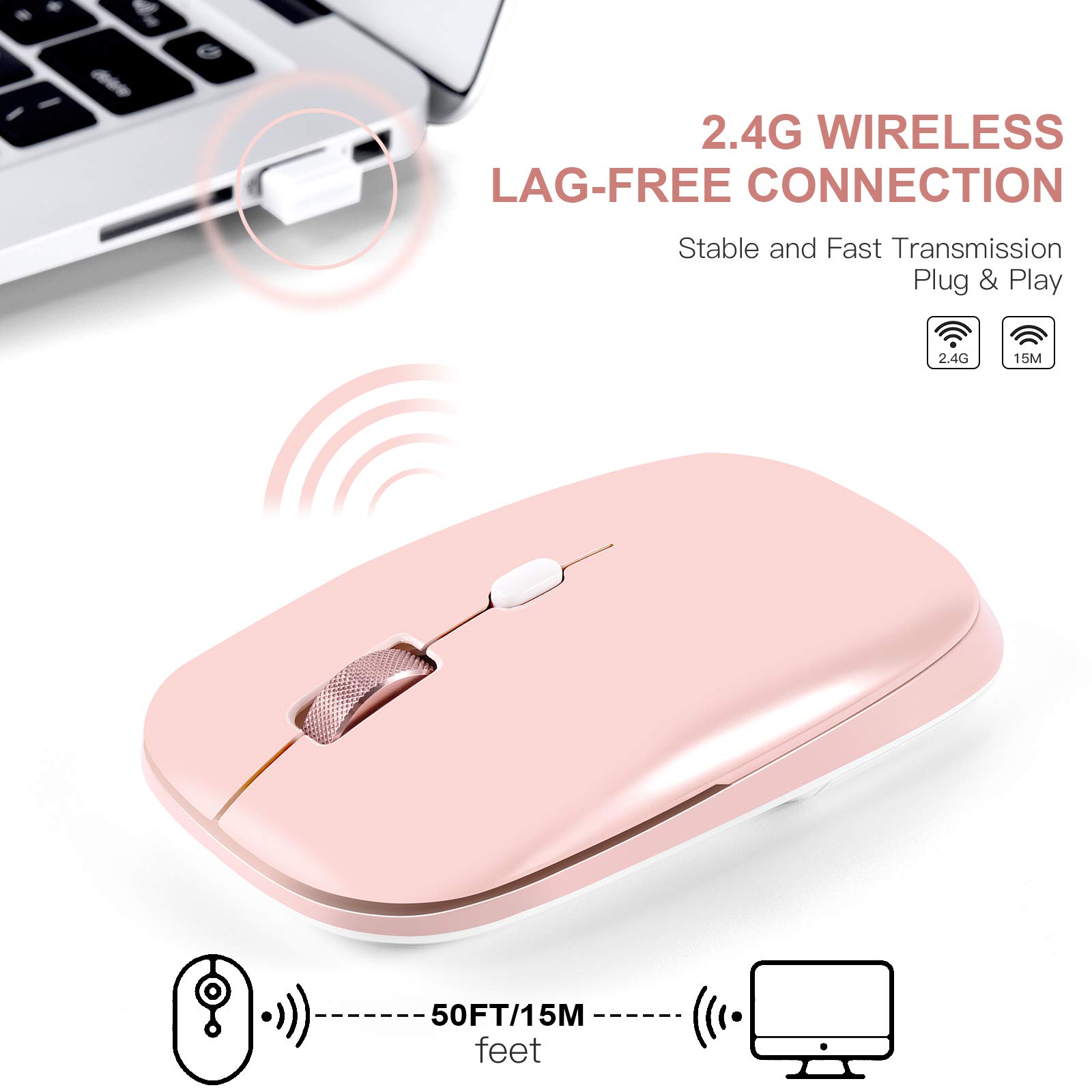 PINKCAT TM010 Wireless Mouse-Pink4-US