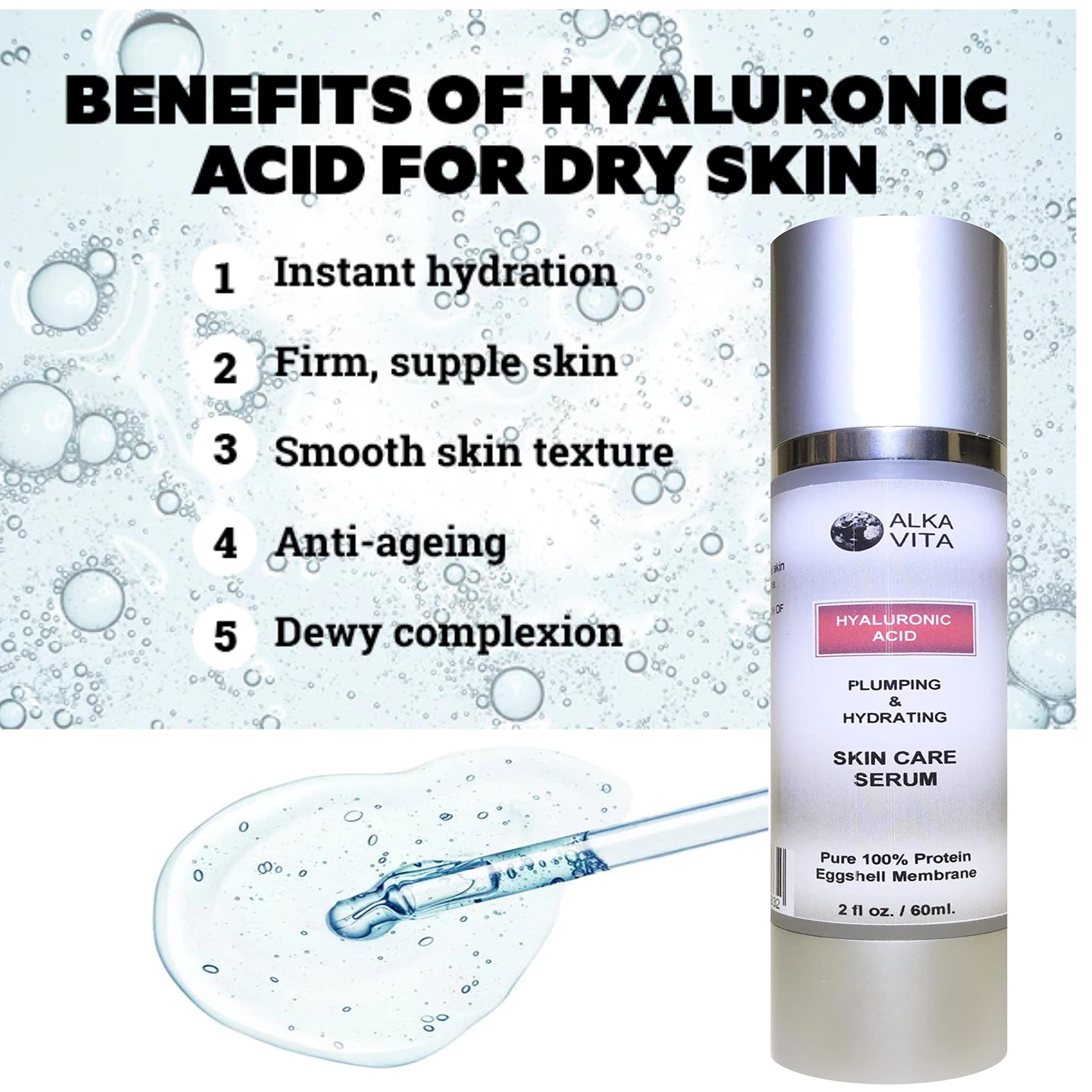 Hyaluronic Acid Protein Skin Serum Plumping Hydrating Cosmetology Professional Grade 2 Fl Oz. By ALKA VITA