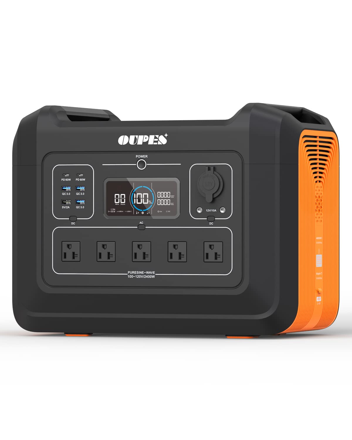 OUPES 2400W Portable Power Station, 2232Wh Solar Powered Generator w/ 5 AC Outlets (5000W Peak), Emergency LiFePO4 Battery Generator for Home Backup Outdoor Camping RV