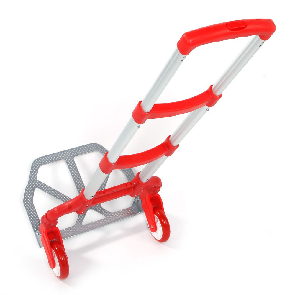 Portable Aluminium Cart Folding Dolly Push Truck Hand Collapsible Trolley Luggage Red max Load 165.35 lbs (75kg)