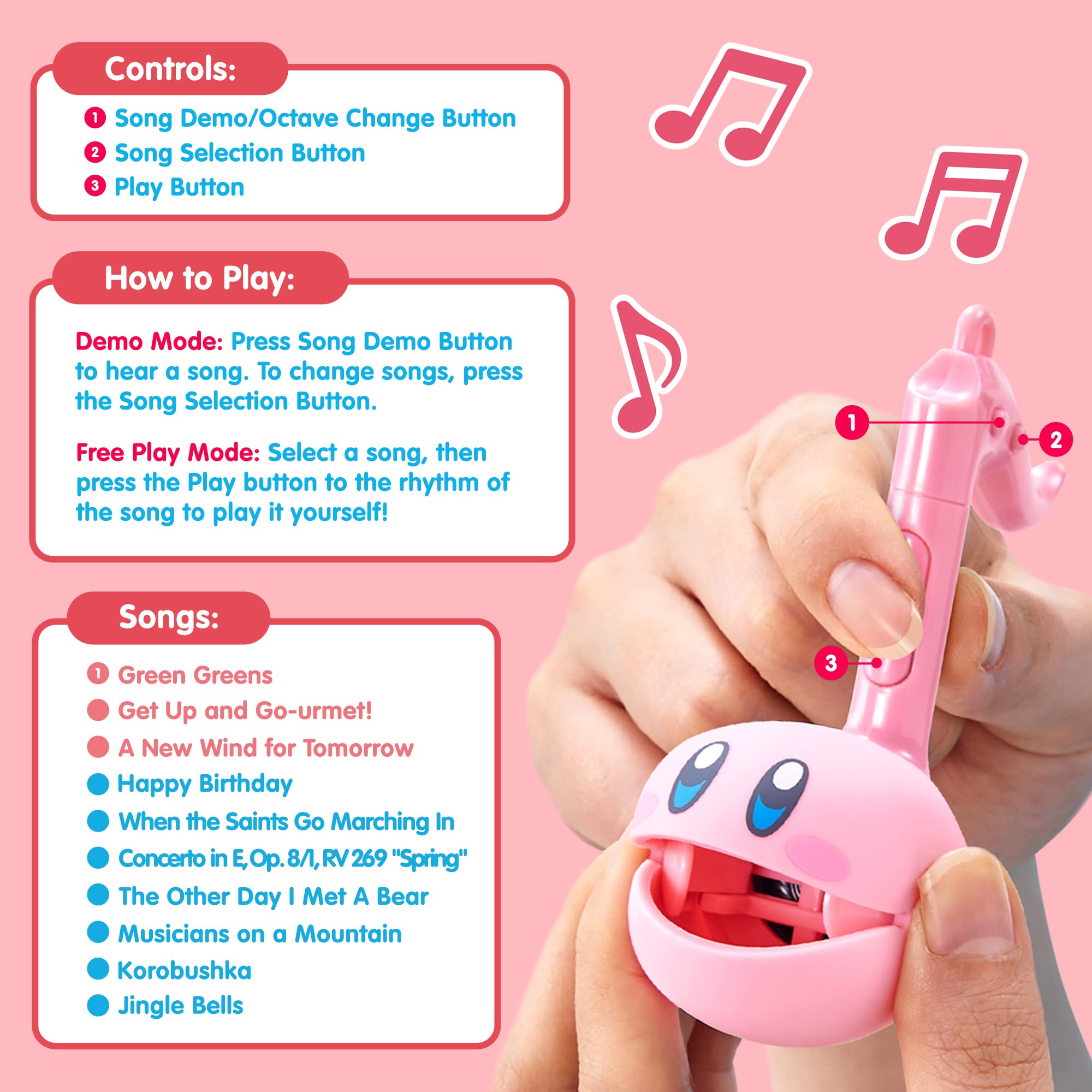 Otamatone Electronic Musical Instrument Portable Synthesizer Kirby Regular + Melody 2 Piece Bundle