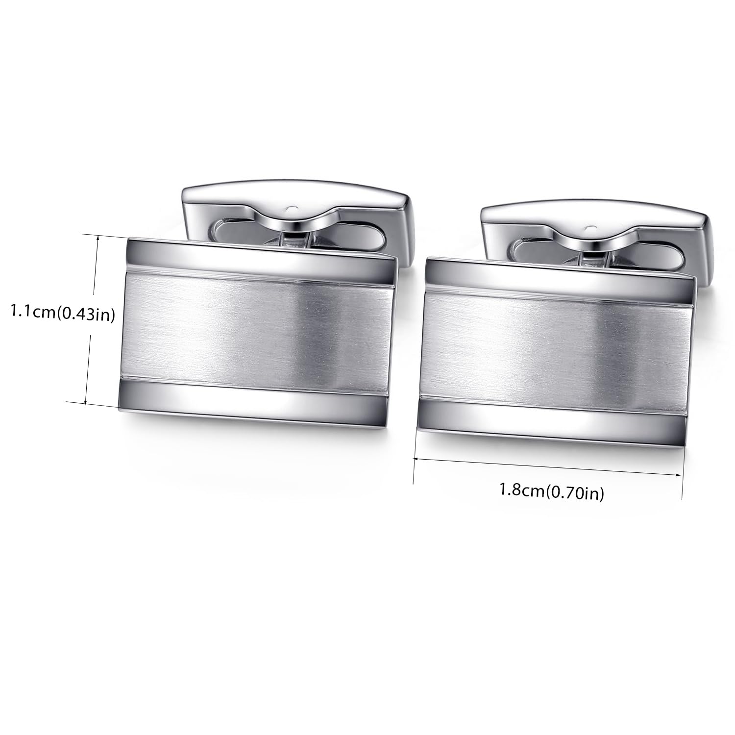 HONEY BEAR Rectangle Cufflinks for Mens Steel Business Wedding Gift Silver