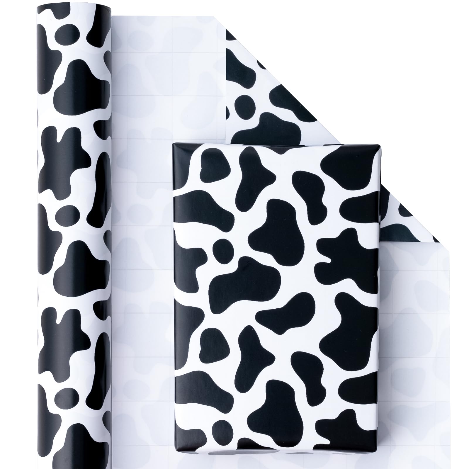 WRAPAHOLIC Wrapping Paper Roll - Mini Roll - 17 Inch X 33 Feet - Cow Prints Design, Perfect for Wedding, Birthday, Holiday, Baby Shower