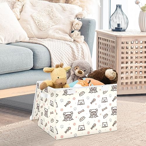 Krafig Foldable Storage Box Large Cube Organizer Bins Retro Cute Dogs Containers Baskets with Lids Handles for Closet Organization, Shelves, Clothes, Toys