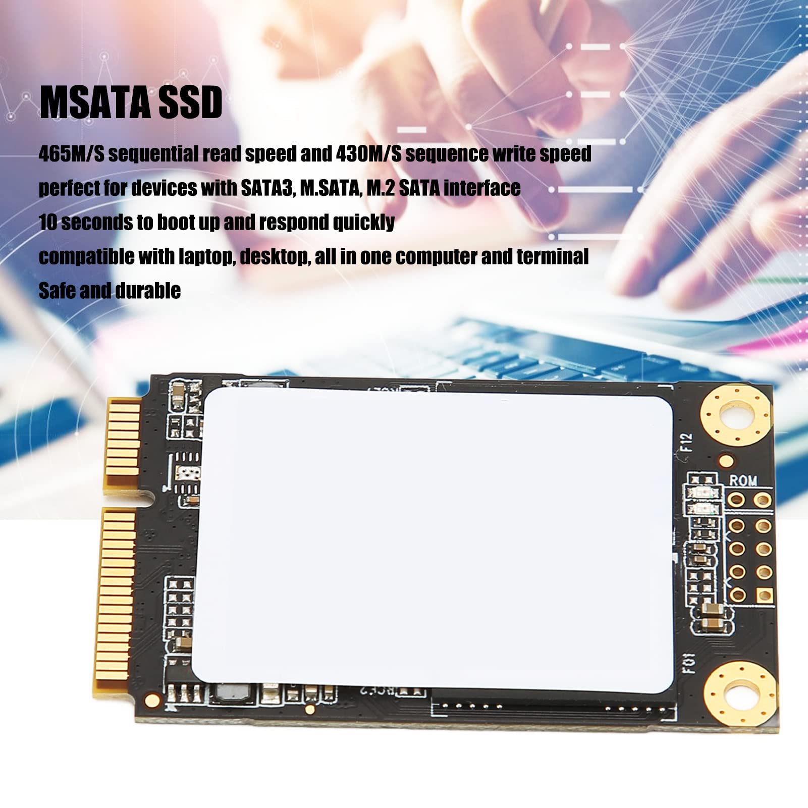 Septpenta 512GB Msata SSD, 465M/S Respond Quickly Stable Transmission 512GB Desktop SSD, Plug and Play for SATA3, M.SATA, M.2 SATA Interface Deveces for Desktop Laptop Terminal