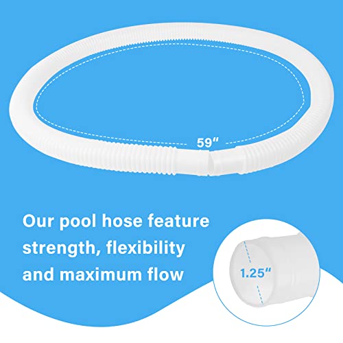Pool Pump Hose Above ground pool hose, 2 Pack 59"Long 1.25"Diameter Swimming Pool Replacement Hose, Compatible with Pump Model 607, 637, 330 GPH, 530 GPH, and 1000 GPH