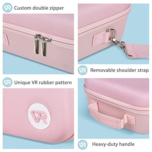 Piskyet Carrying Case Compatible with Q2/Elite Version VR Gaming Headset/Touch Controllers Accessories, Hard Travel Case, Handbag & Messenger Bag - Pink