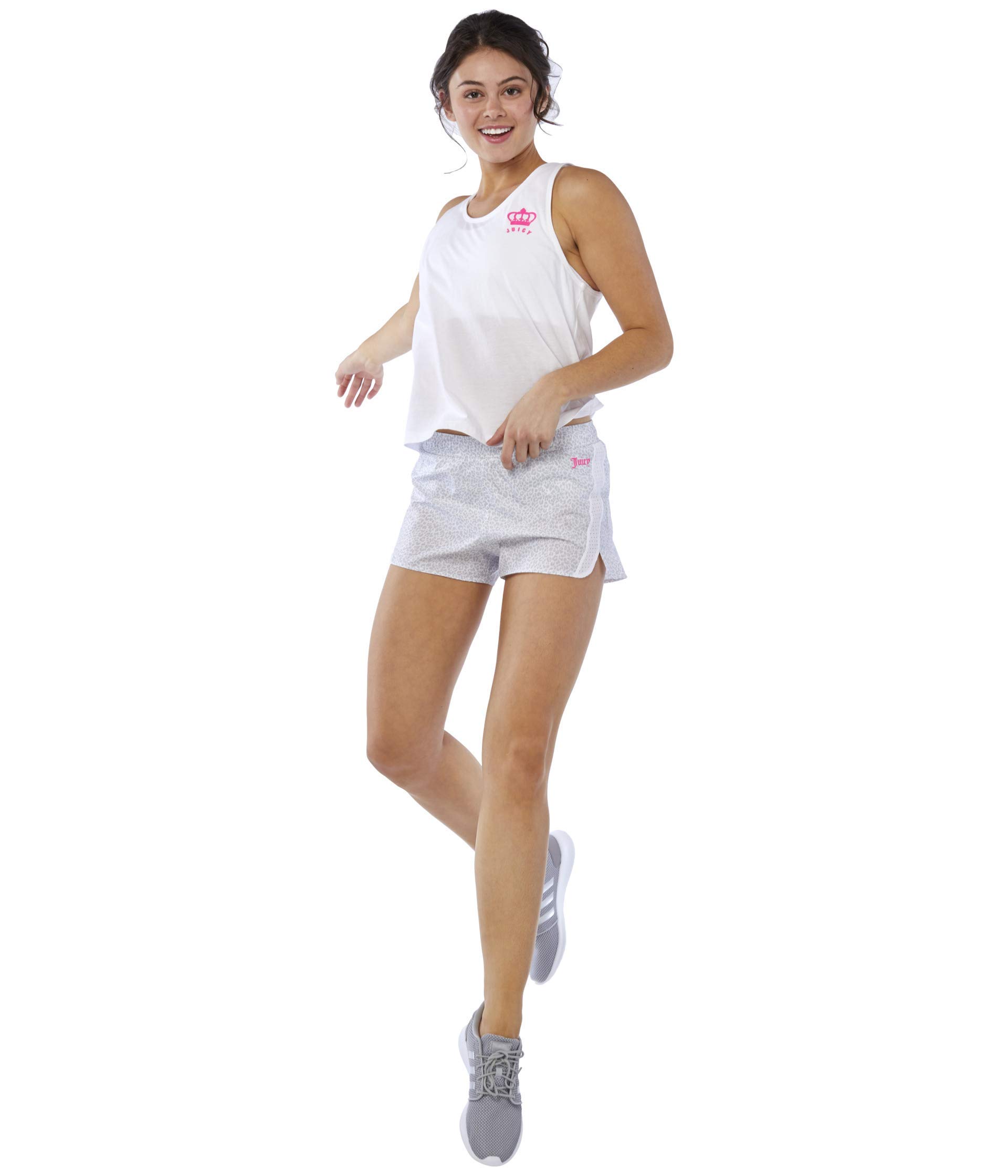 Juicy Couture Women's Perforated Run Short, White Combo, Large