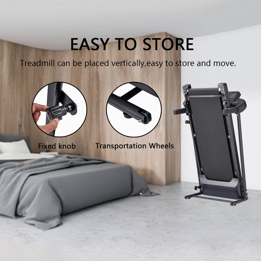 MAVPAWIY Folding Home Treadmill, 2.5HP Portable Bluetooth Treadmill, Three-Position Incline Adjustment for Exercise Home Gym Fitness Walking Jogging