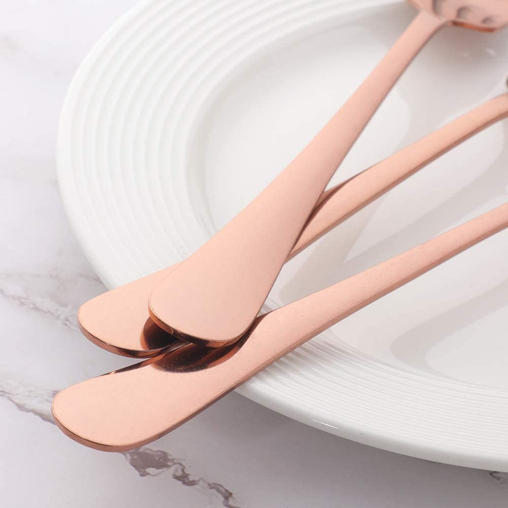 MINGYU Dinner Forks Stainless Steel Set of 12 - Rose Gold 8 Inches Food Grade Titanium Fork Silverware Set Salad Forks Flatware Sets Dishwasher Safe for Home Kitchen Restaurant