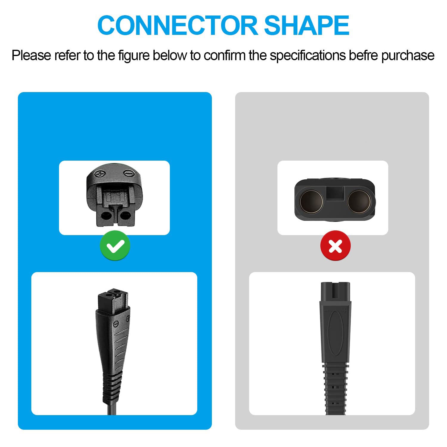 Shaver Charger for Panasonic Arc3 4 5 Power Cord,Razor Charger for Panasonic Electric Razor ES-LV65/LV67/LV95/LV97, 5.4V Adapter with 5.9FT Cable