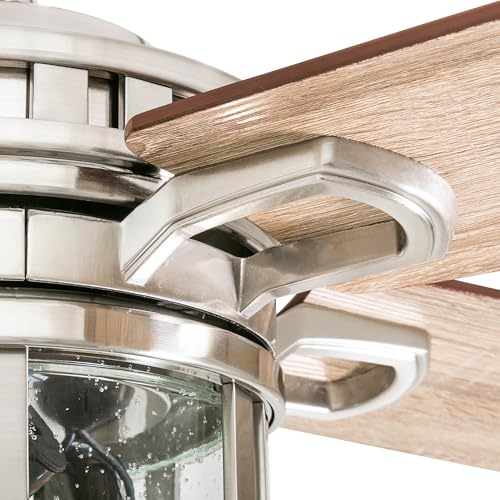 Honeywell Ceiling Fans Bonterra, 52 Inch Contemporary Indoor LED Ceiling Fan with Light and Remote Control, Dual Finish Blades, Reversible Motor - Model 50610-01 (Brushed Nickel)