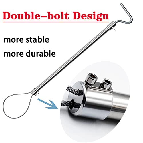 REAYEAXN 52'' Alligator Catch Pole Extra Long Control Tool Capture Noose Stainless Steel Catching and Releasing Trap for Dogs Wolves Goats Catching Game Finders