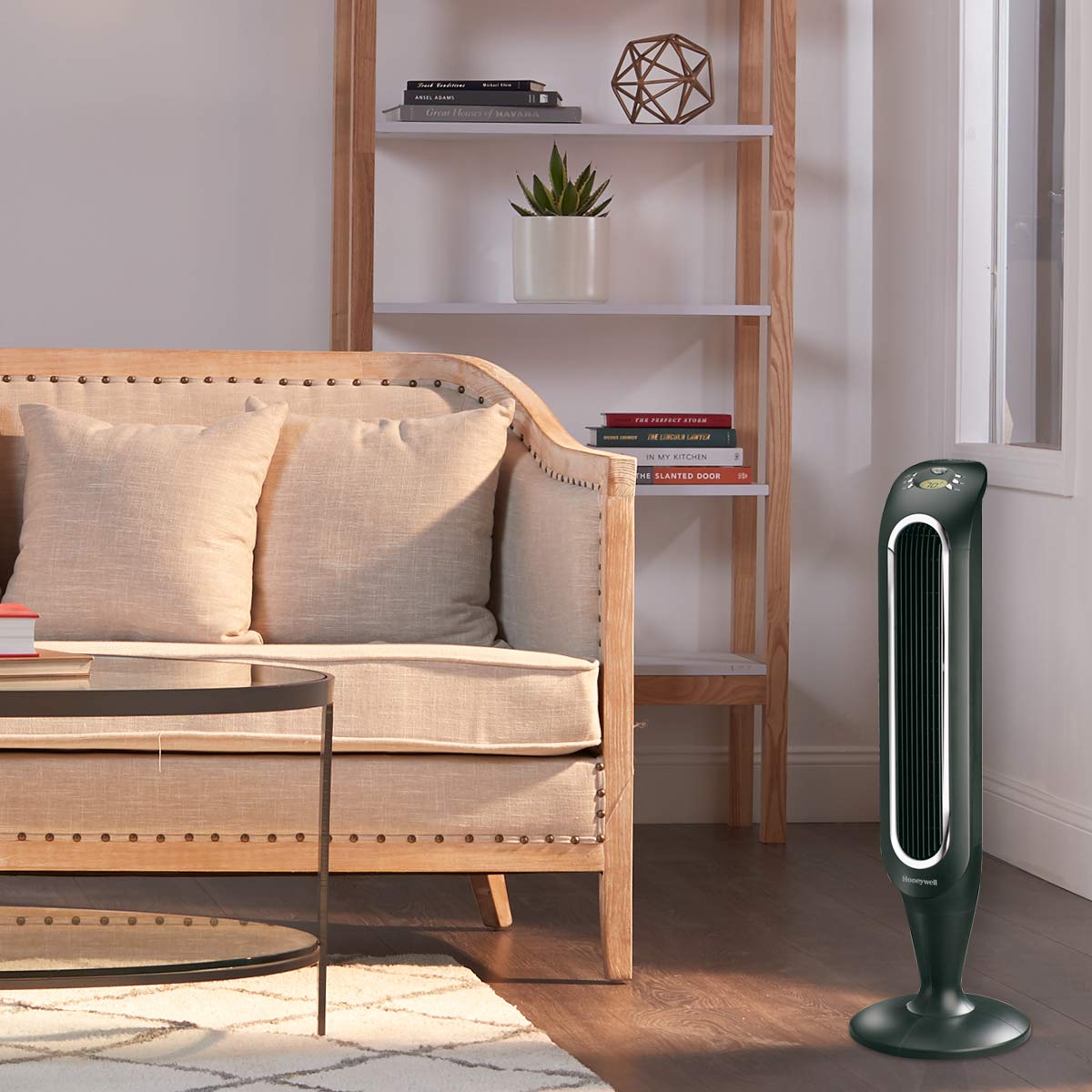 Honeywell Fresh Breeze Tower Fan with Remote Control HYF048 Black With Programmable Thermostat, Timer Shut-Off Function & Dust Filter