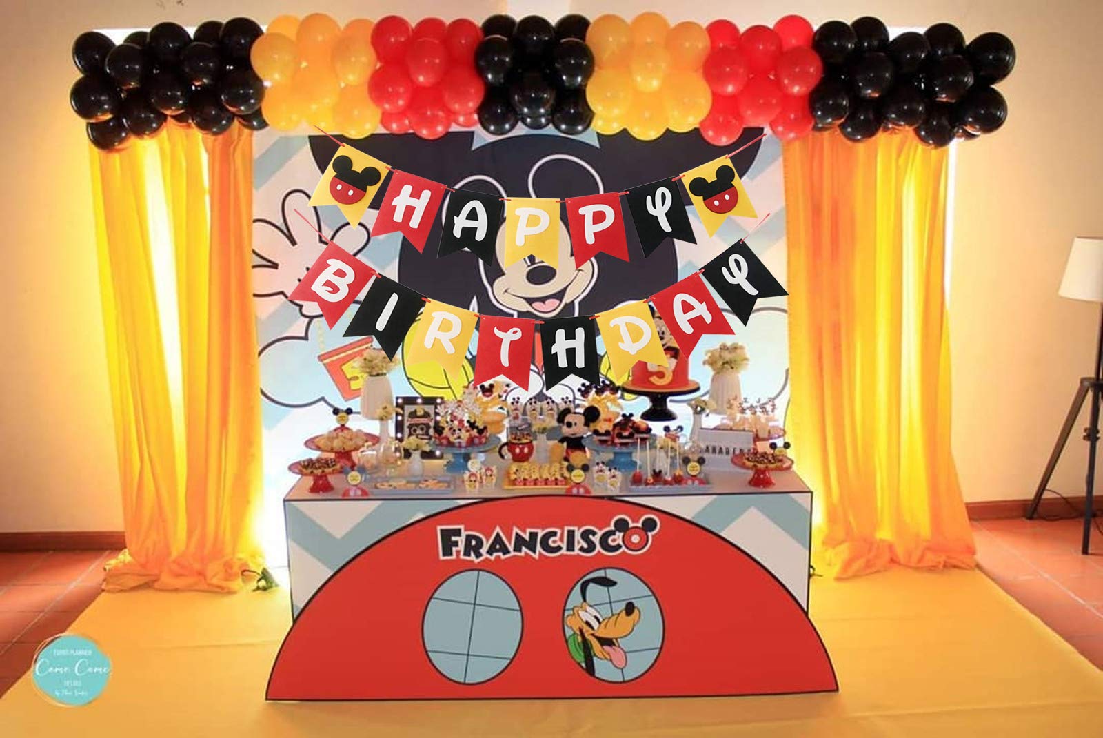 Mickey Mouse Happy Birthday Party Banner Flags for Kid Disney Birthday Party Favors Decoration.