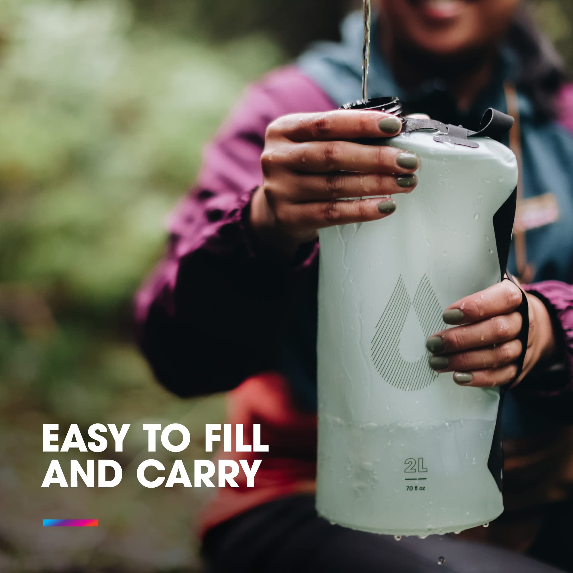 Hydrapak Seeker - Collapsible Water Storage (2L/70oz) - BPA & PVC Free Camping Hydration Reservoir Bag - Mammoth Grey
