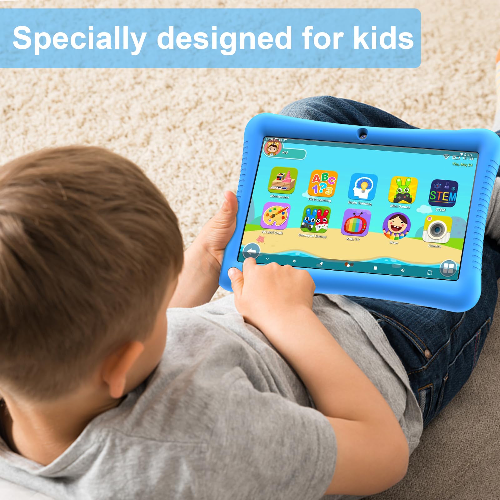 Kids Tablet 10 in Android 13 Tablet for Kids Toddler Tablet Childrens Tablet Age 3-12 Quad Core 3GB RAM 32GB ROM with Parental Control, Pre-installed Kids Educational APP,HD Screen,Dual Camera