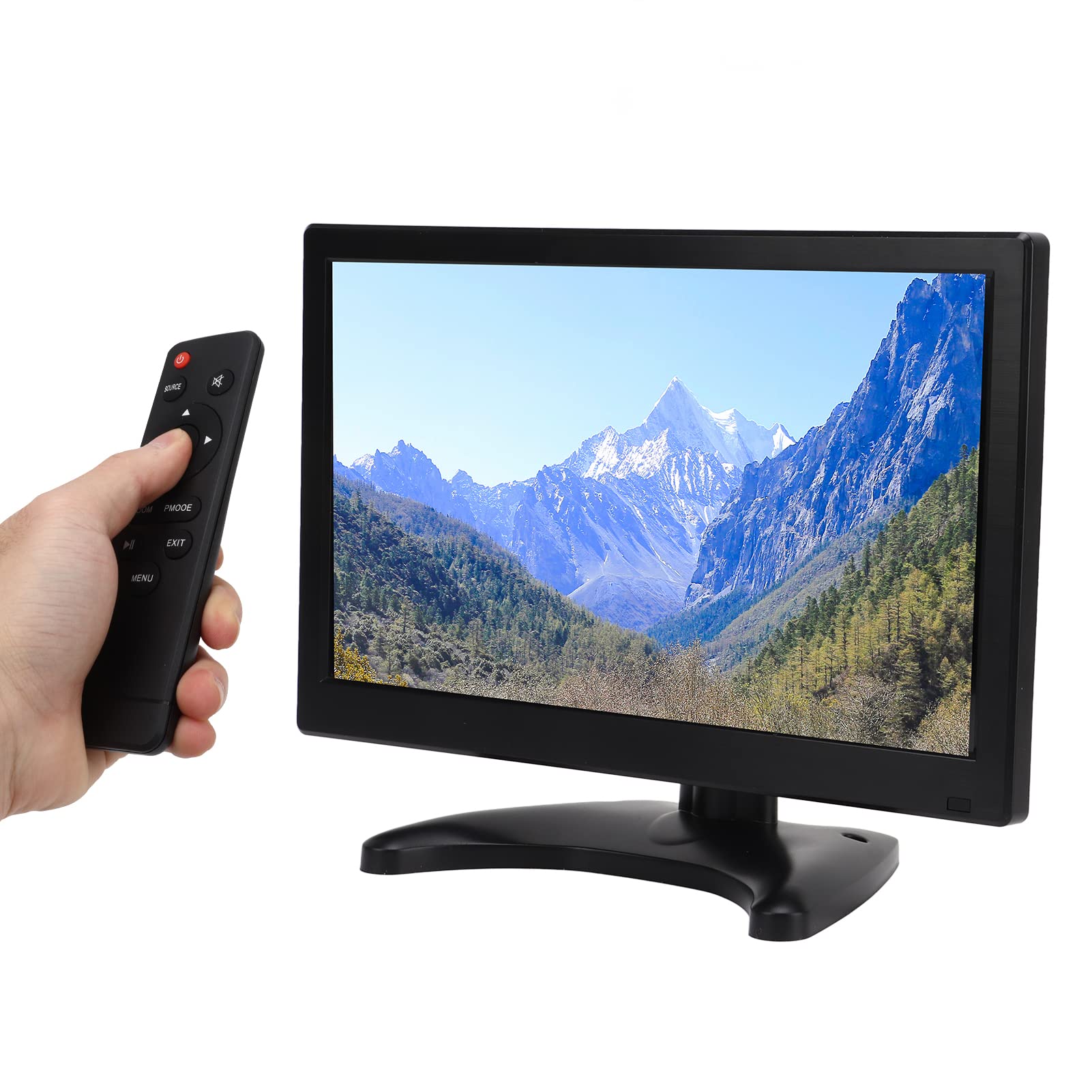 Shanrya 11.6 Inch Computer Monitor, Easy Hanging Remote Control LCD Display Monitor HD Multimedia Interface VGA AV BNC USB Intput for Family (US Plug)